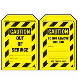 Test Tag - Caution Out Of Service - Card 100/Pk - Site Ware Direct ...