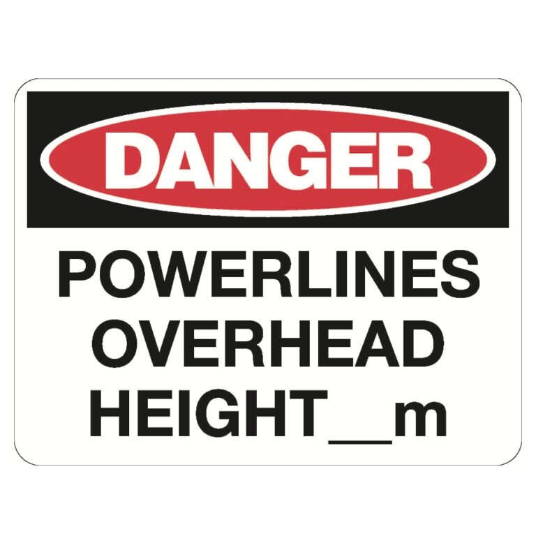 Danger Powerlines Overhead Height -M - Poly - 600 x 450 - Site Ware ...