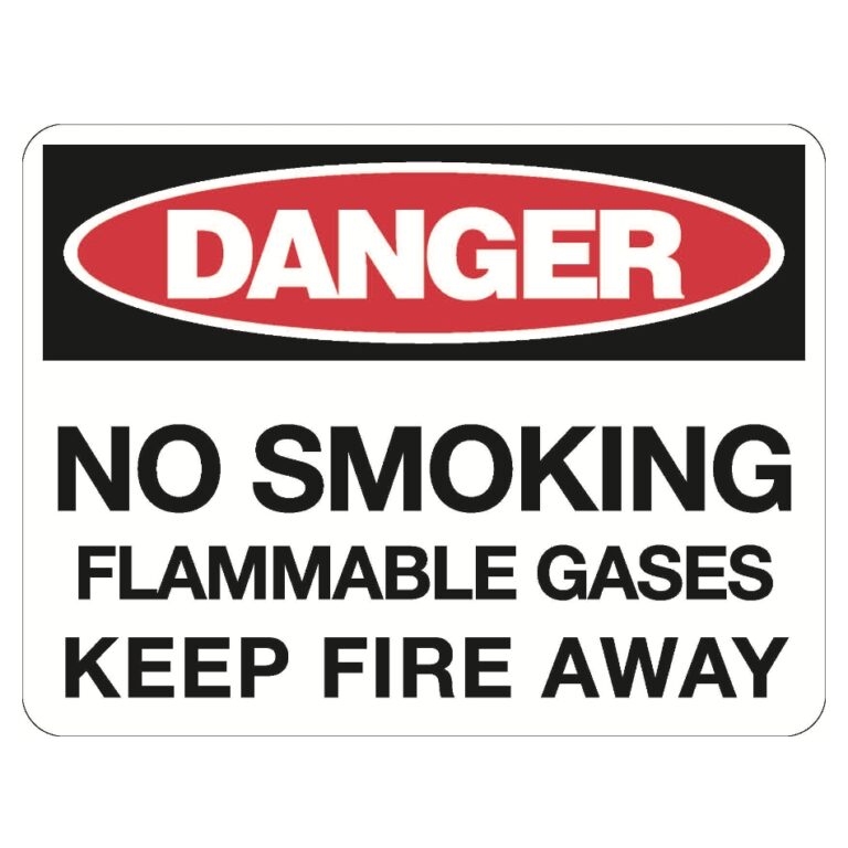 Danger No Smoking Flammable Gases Keep Fire Away Sign - Metal - 600 x ...