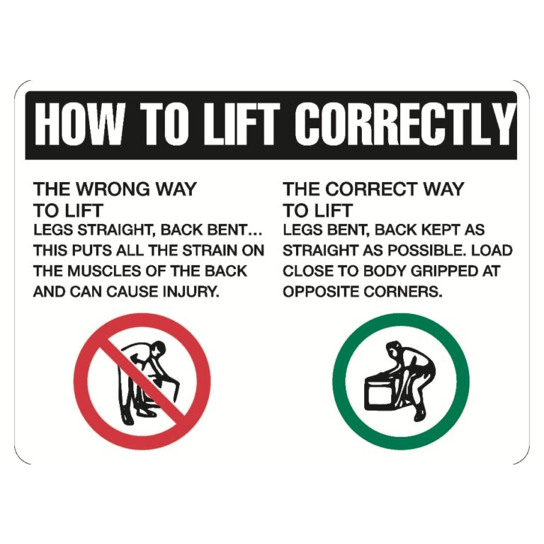 How To Lift Correctly Sign - Poly - 600 x 450 - Site Ware Direct ...