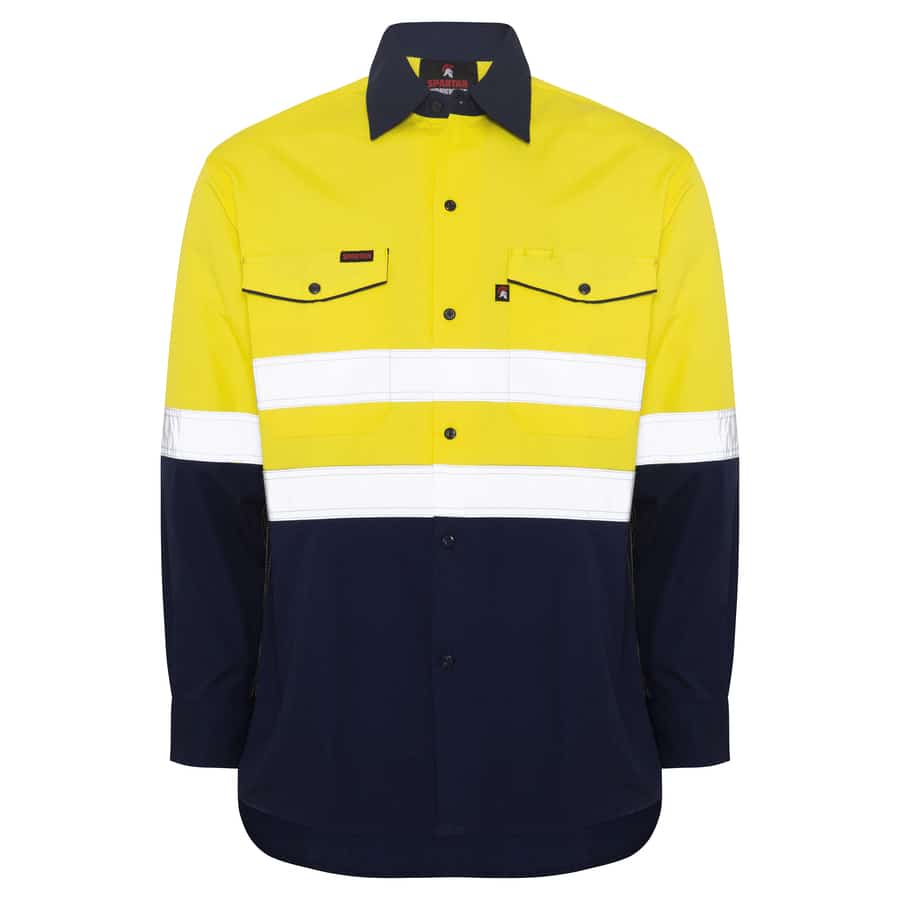 Spartan - Taped Breathe Cool Hi Vis Ripstop Shirt - Yellow/Navy - SWD