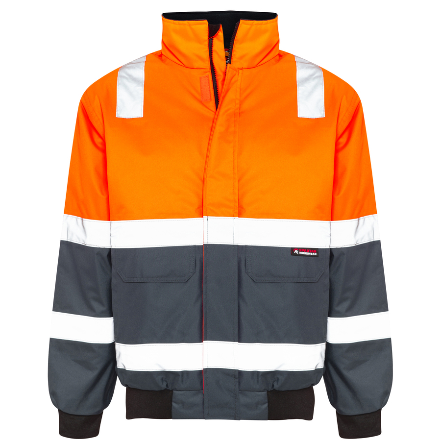Spartan - Taped Waterproof Hi Vis Bomber Jacket - Orange/Navy - Site ...