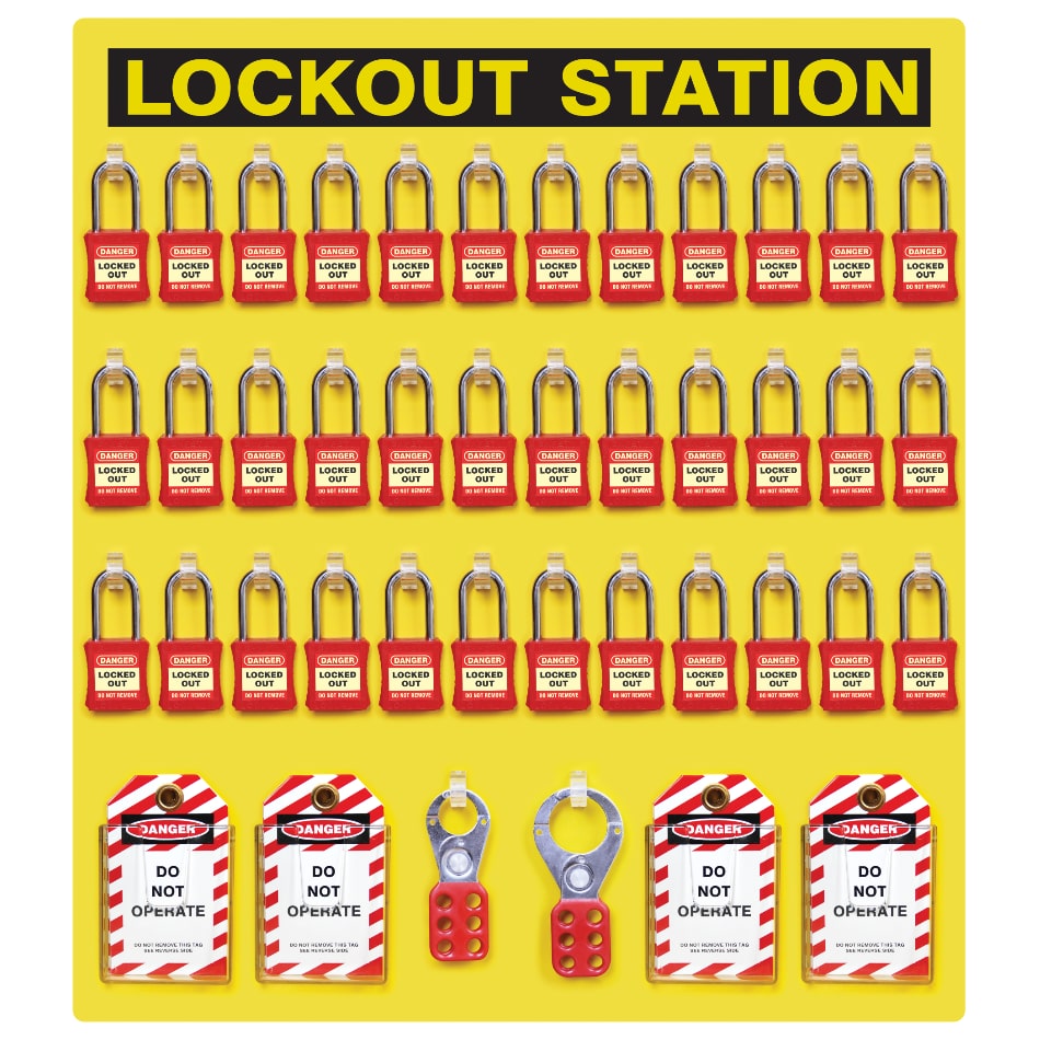 Front On Open Lockout Station - 36 Padlocks - Site Ware Direct ...