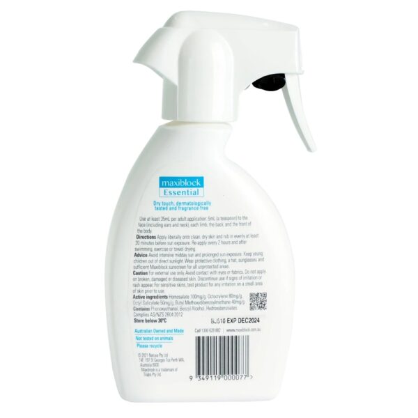 Maxiblock - Essential Dry Touch Sunscreen - SPF50+ 250mL Trigger Spray ...