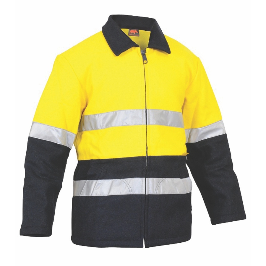 Taped Wool Blend Hi Vis Bluey Jacket - Yellow/Navy - Site Ware Direct ...
