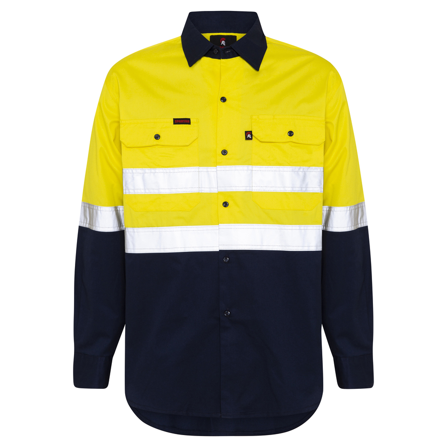 Spartan - Taped Breathe Cool Hi Vis Shirt - Yellow/Navy