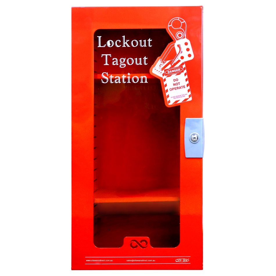 Lockout Tagout Station With Clear Fascia - Red - Site Ware Direct ...