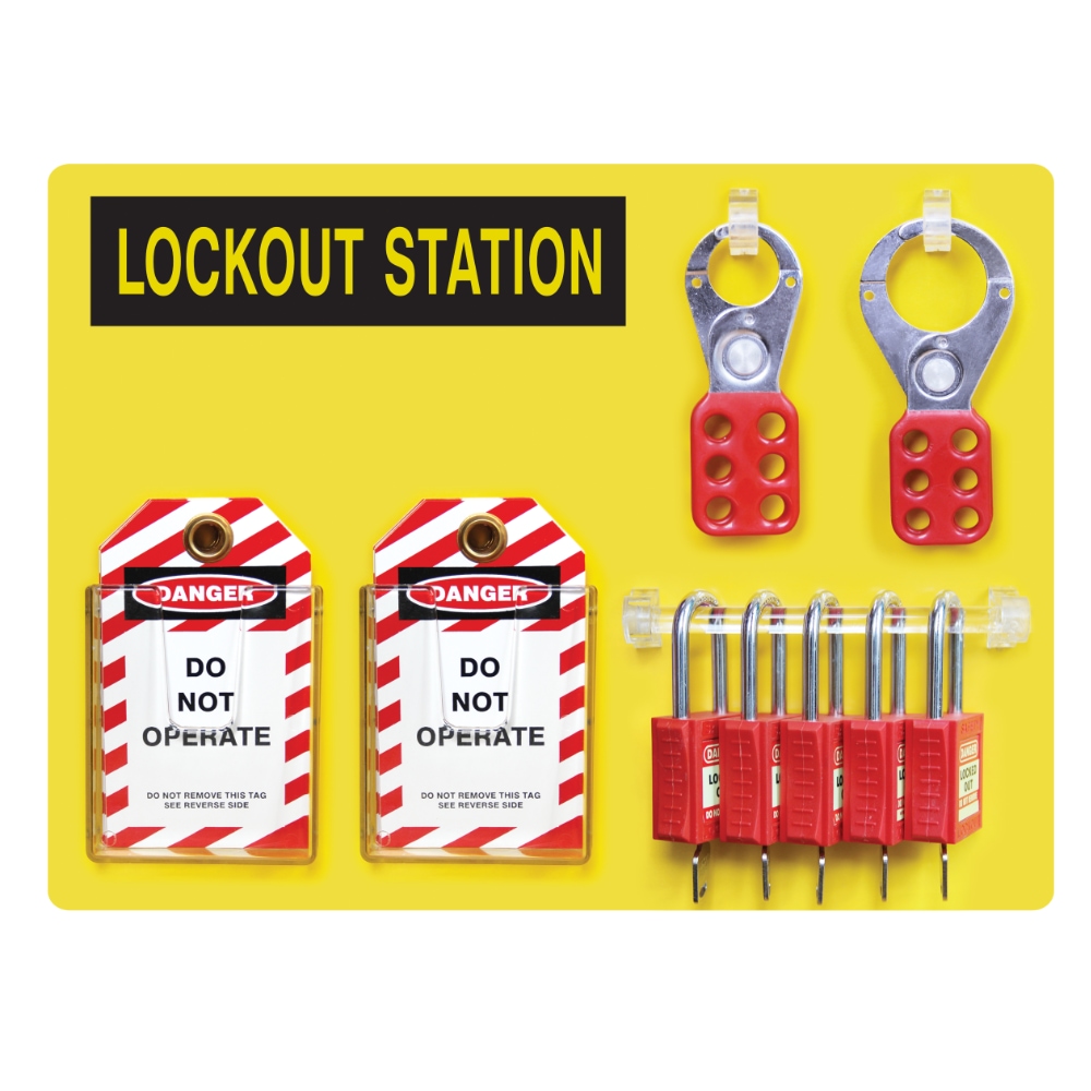 Open Lockout Station - Filled - 5 Padlocks - Site Ware Direct ...