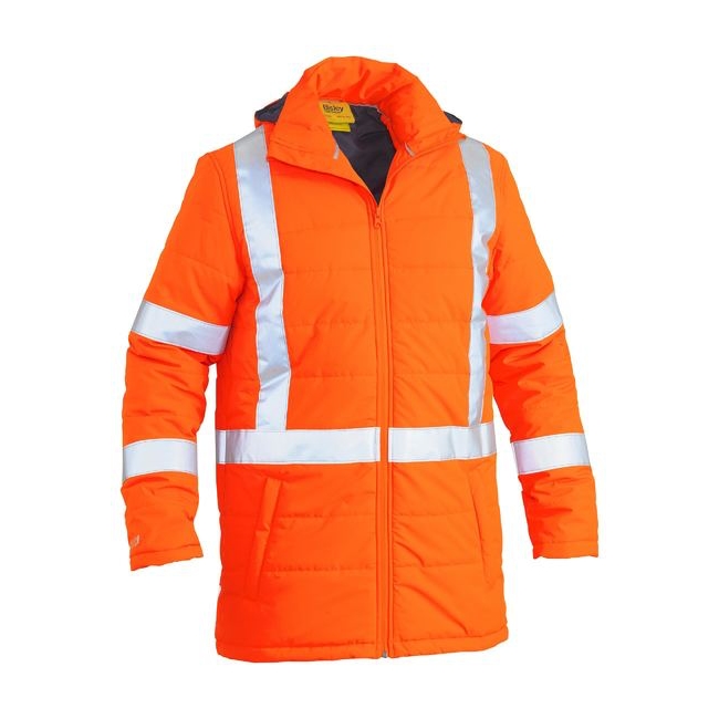Bisley - Taped Hi Vis Puffer Jacket with X Back - Orange - Site Ware ...