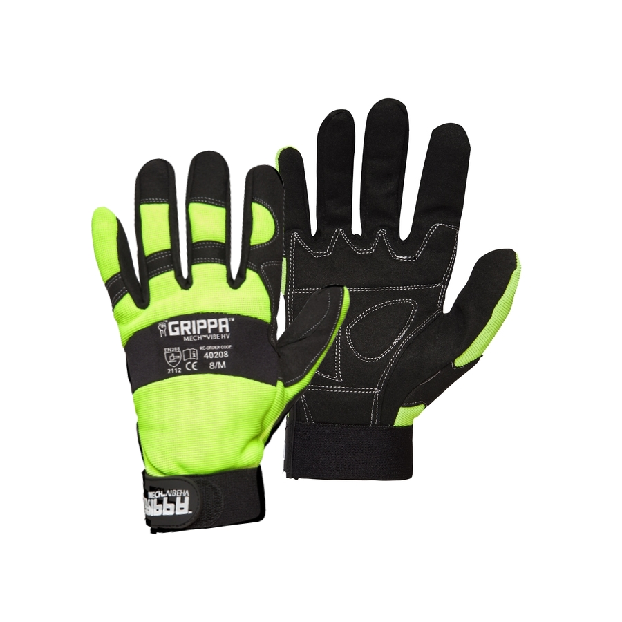 Spartan - Anti-Vibration Mechanics Gloves - Hi Vis Yellow - Site Ware ...