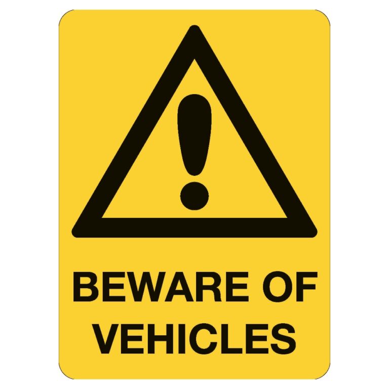Beware of Vehicles Sign - Poly - 600 x 450 - Site Ware Direct ...