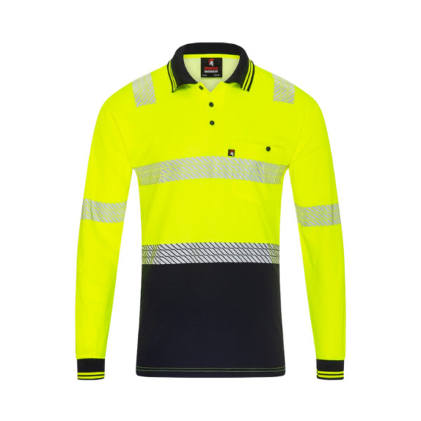 Spartan - Taped Micro Mesh Long Sleeve Hi Vis Polo - Yellow/Navy - Site ...